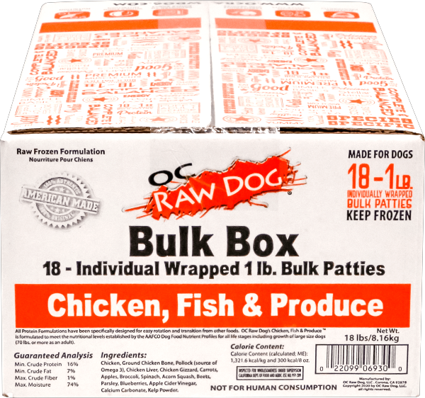 OC Raw Frozen Chicken, Fish & Produce Patties Dog Food - 18-lbs – Go ...