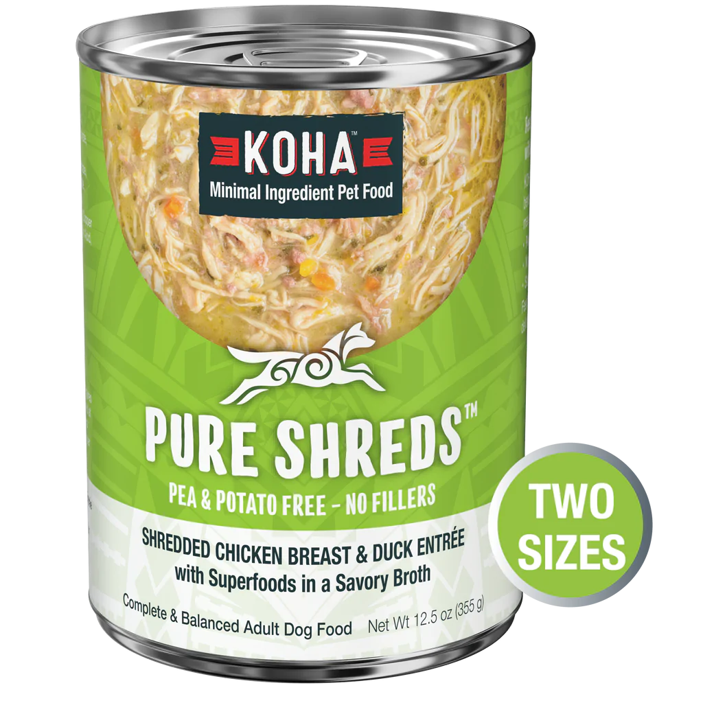 KOHA Pure Shreds Shredded Chicken Breast and Duck Entree Dog Food - 12 ...