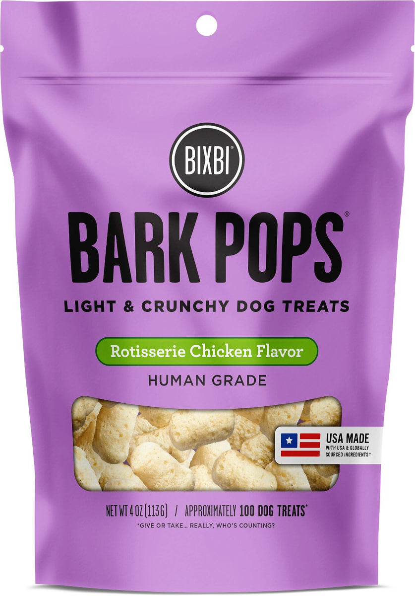 BIXBI Bark Pops Human Grade Rotisserie Chicken Flavor Light & Crunchy ...